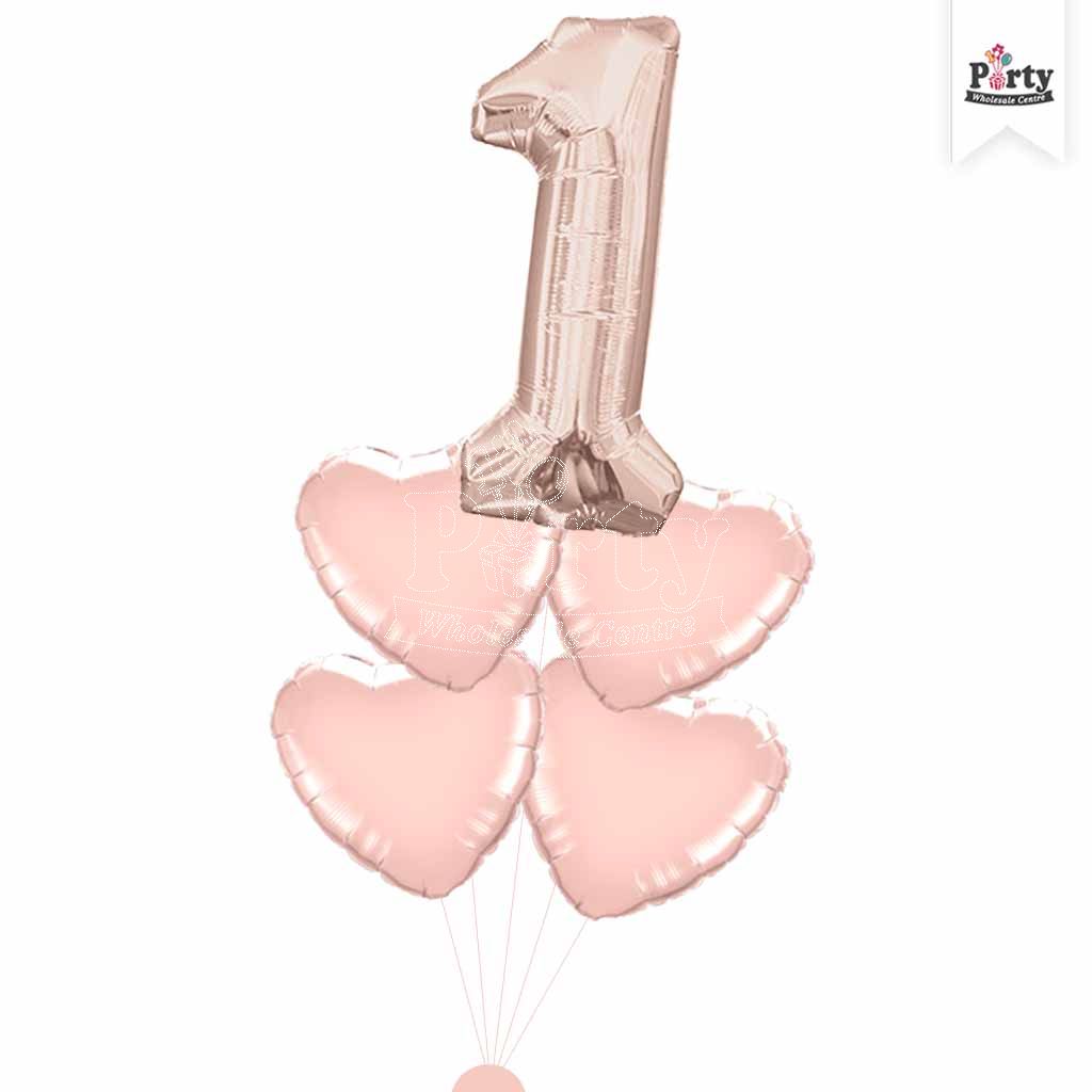 Jumbo Number Rose Gold Balloon Bouquet | Party Wholesale