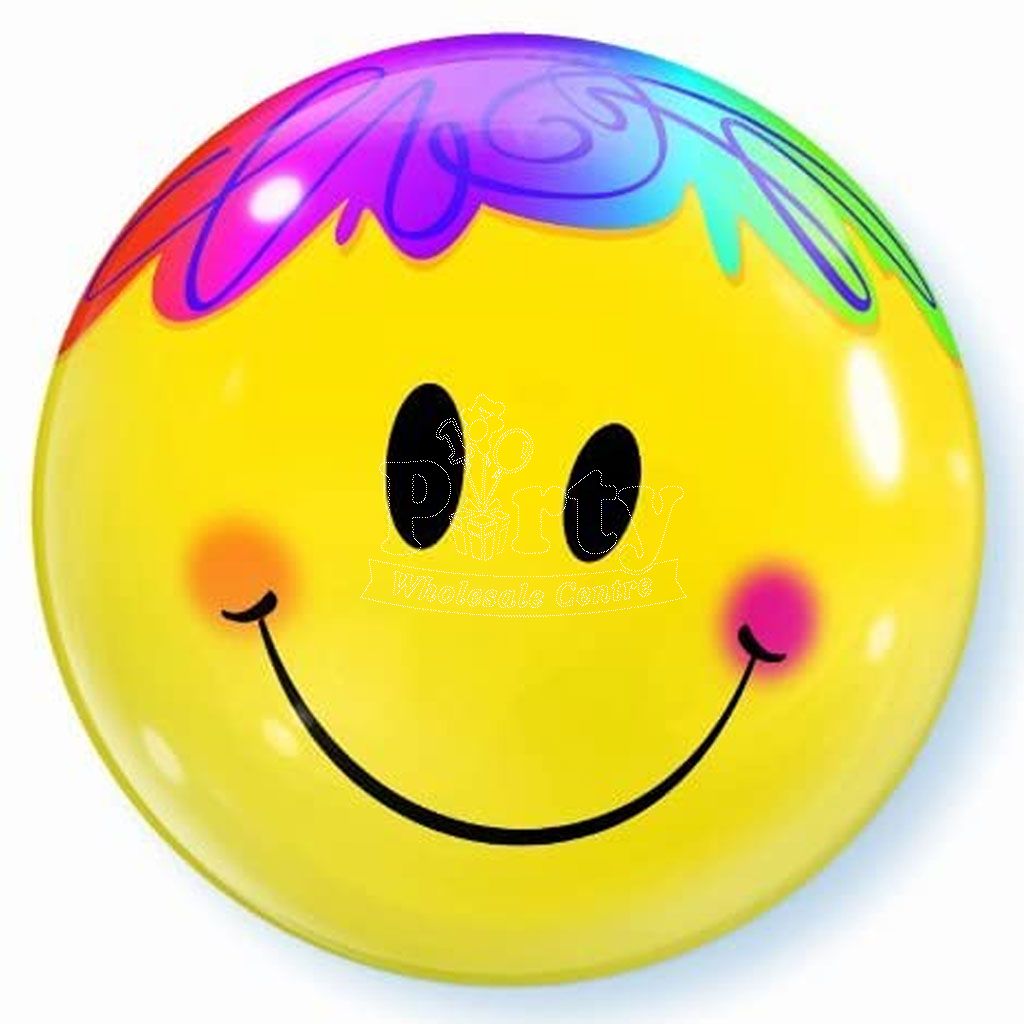 Smiley Face Qualatex Bubble Balloon 22inch | Party Wholesale