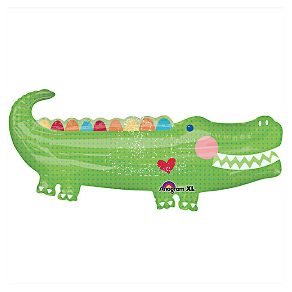 Smiling Green Aligator Heart Foil Balloon 33Inch | Party Wholesale