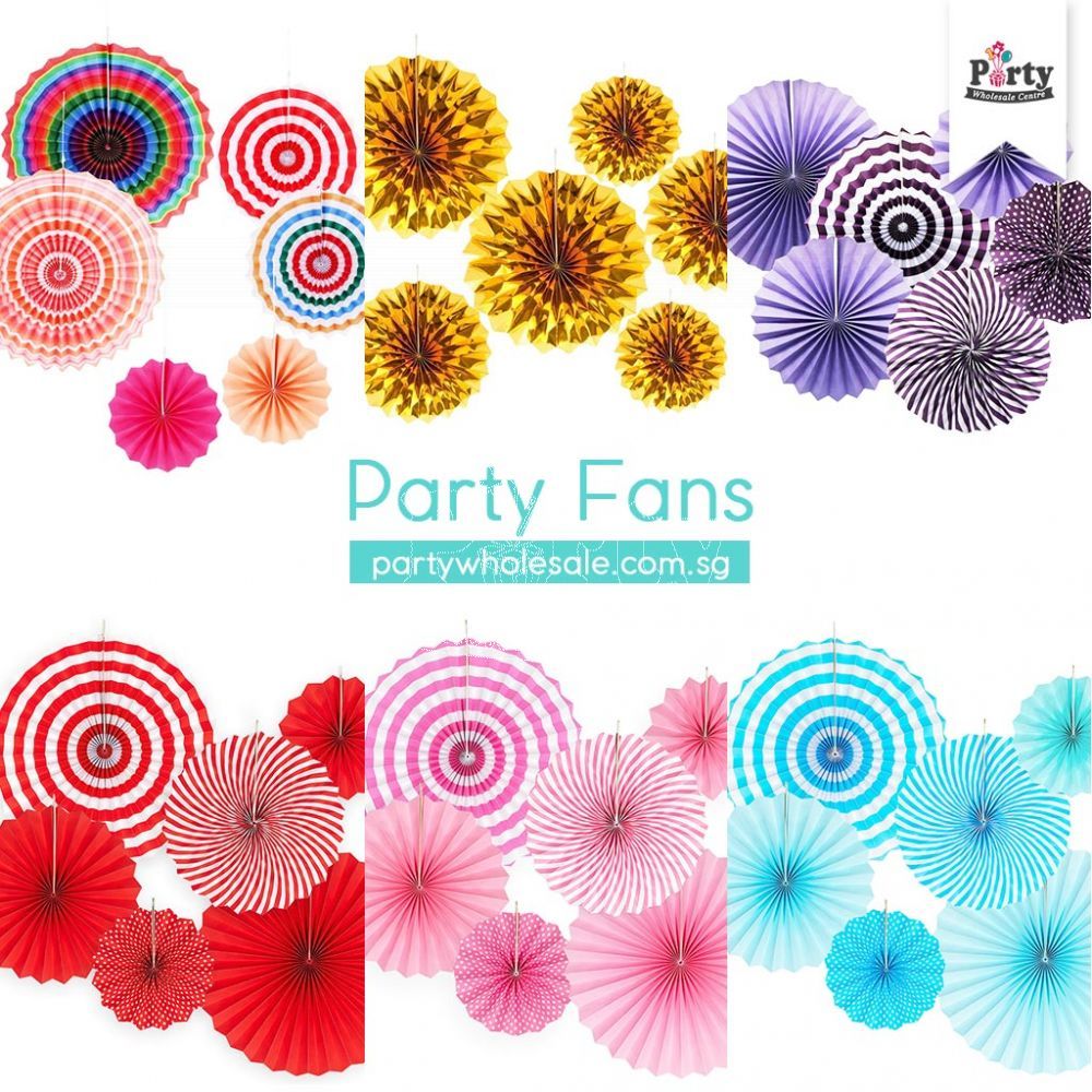 Paper Fans 6 Backdrop Rosettes | Party Wholesale