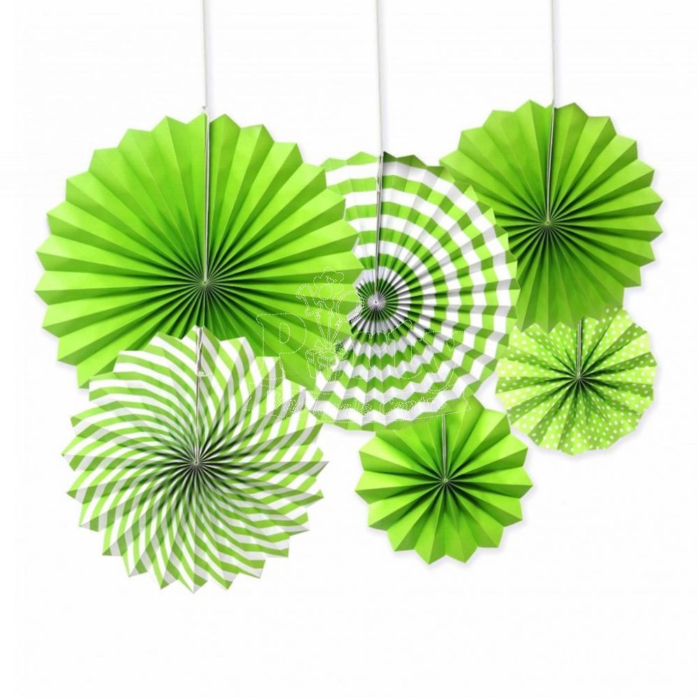 [$1 Deal] Green Paper Fans 6 Backdrop Rosettes | Party Wholesale