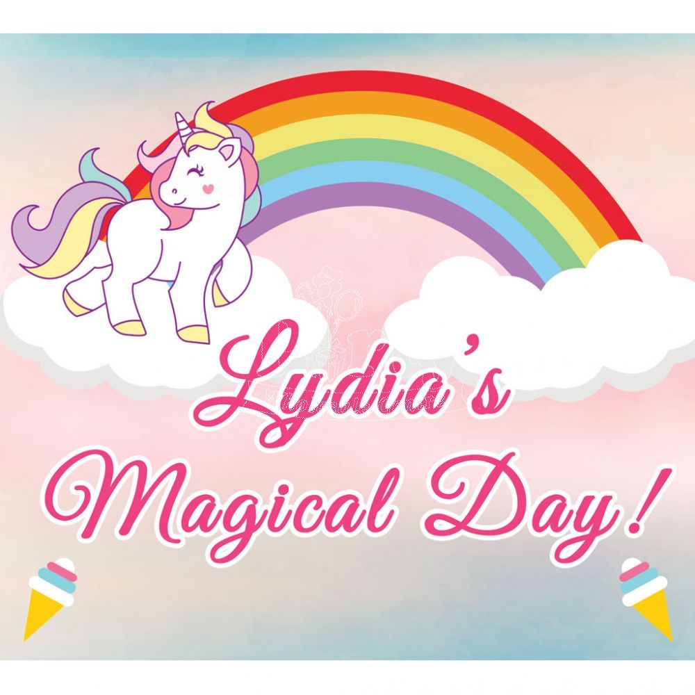 Unicorn Magical Pastel Rainbow Personalised Banner | Party Wholesale