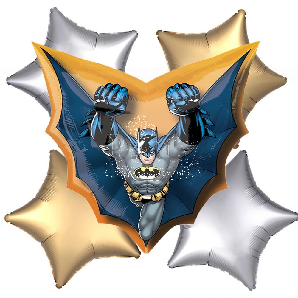 Batman In Cape Superheroes Balloon Bouquet | Party Wholesale