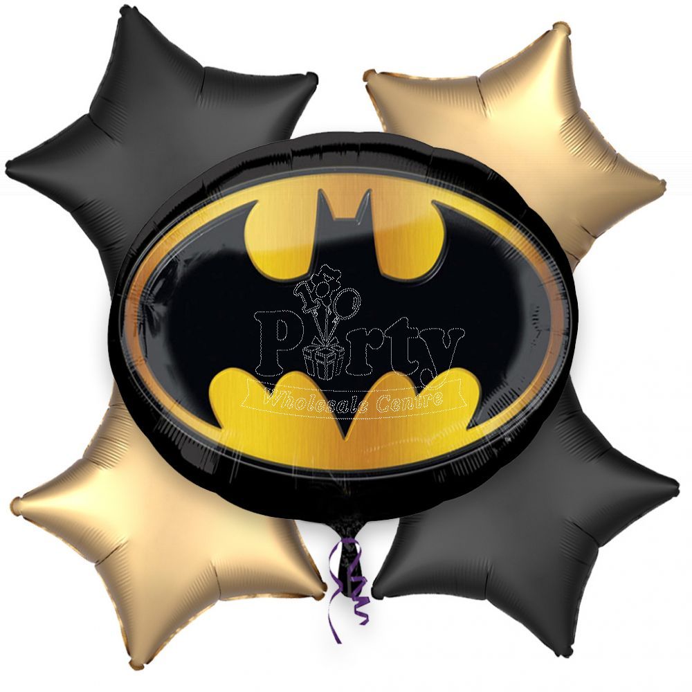 Batman Superheroes Emblem Foil Balloon Bouquet | Party Wholesale
