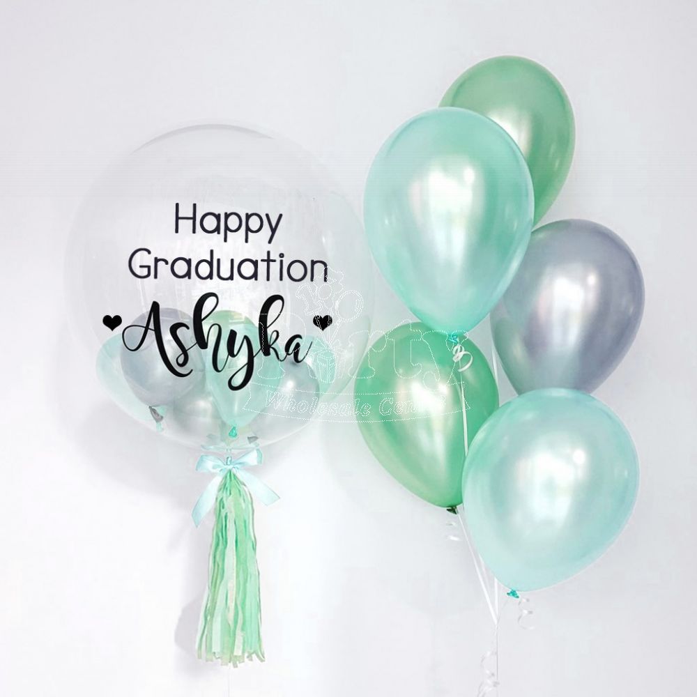 Mint Green Customised Surprise Bubble Helium Balloon | Party Wholesale