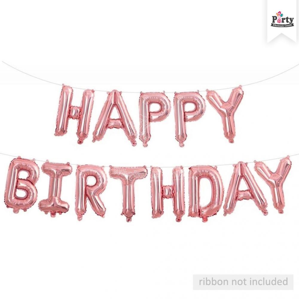 Rose Gold Mini Letter Happy Birthday Foil Balloon 16inch | Party Wholesale