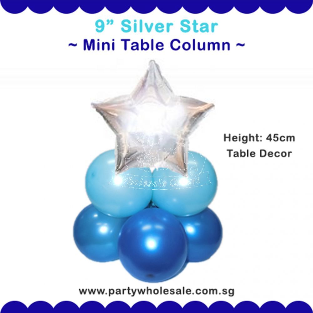 Silver Star Blue Sky Mini Table Balloon Column | Party Wholesale