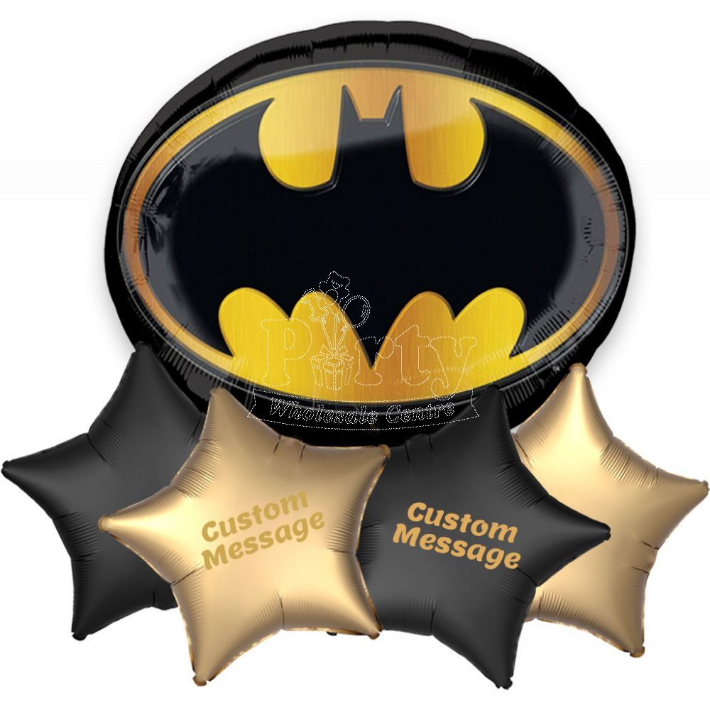 Batman Superheroes Emblem Foil Balloon Bouquet | Party Wholesale