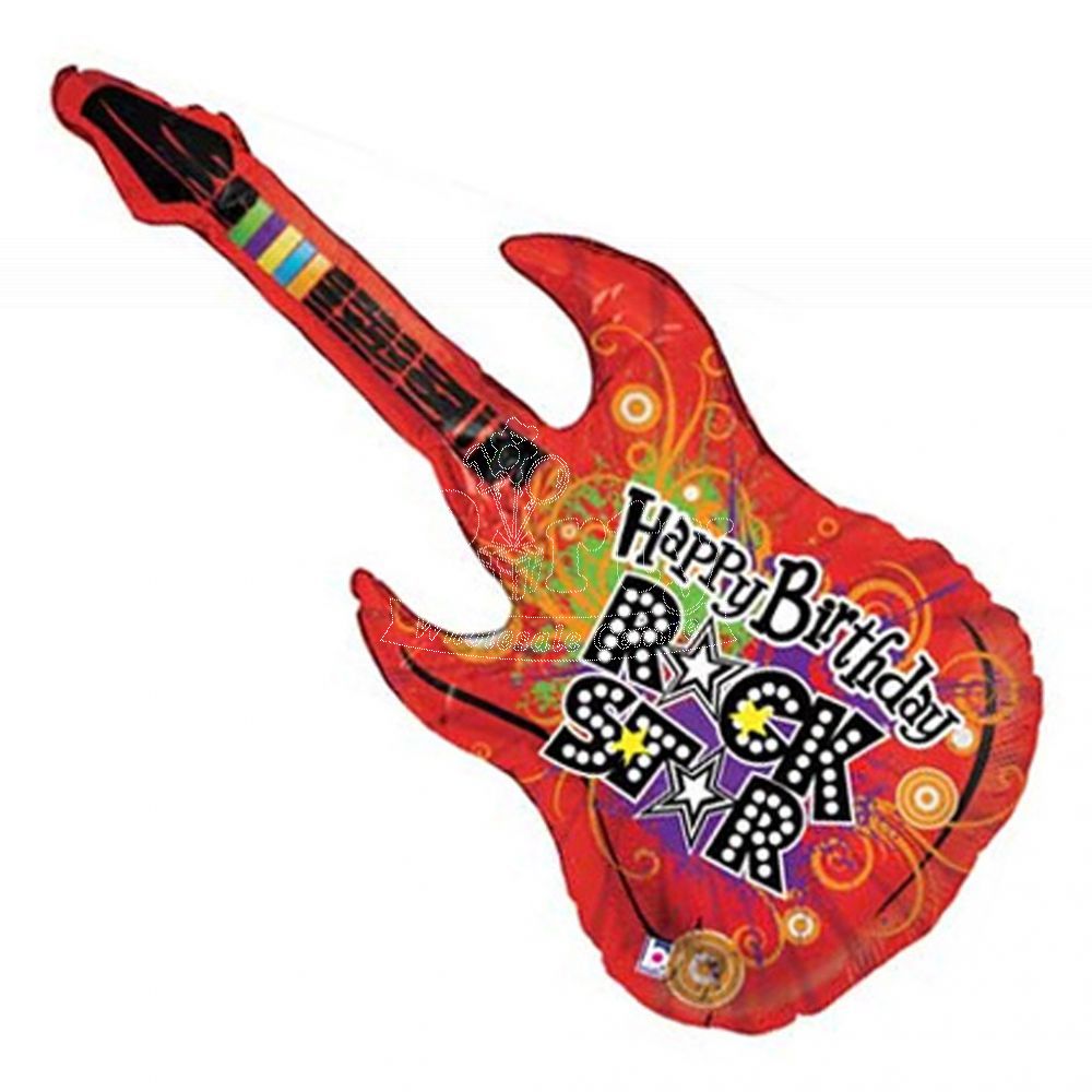 Happy Birthday Rock Star Guitar Music Balloon | Party Wholesale